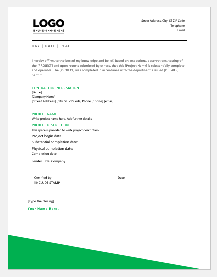 Work Completion Certificate Extensions