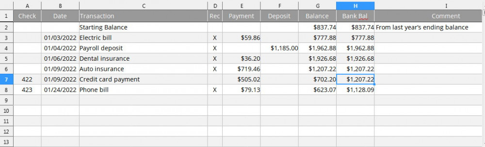 Personal Checkbook Register With Conditional Formatting And Bank 