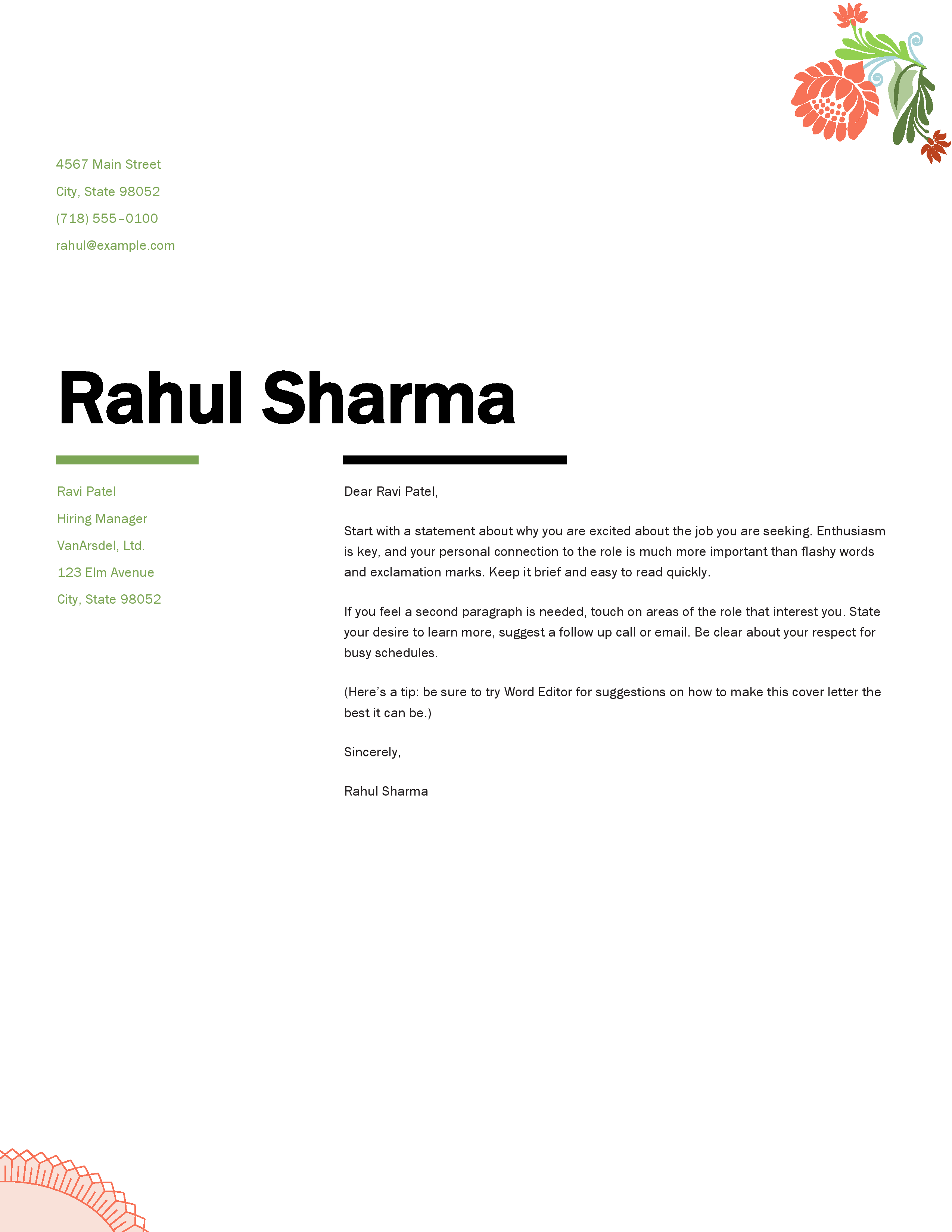 Indian Art Inspired Professional Resume & Cover Letter Template by MKCL ...